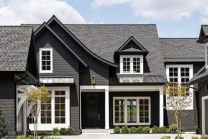 24 Striking Ideas for Dark Grey House with Black Trim - Tangy House