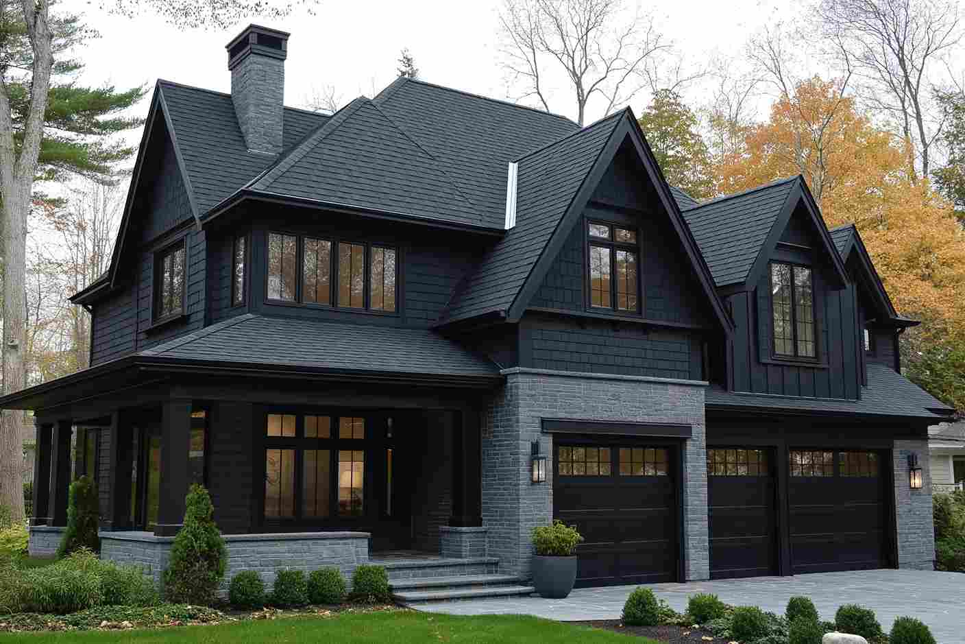 30 Gray House With Black Trim Ideas - Tangy House