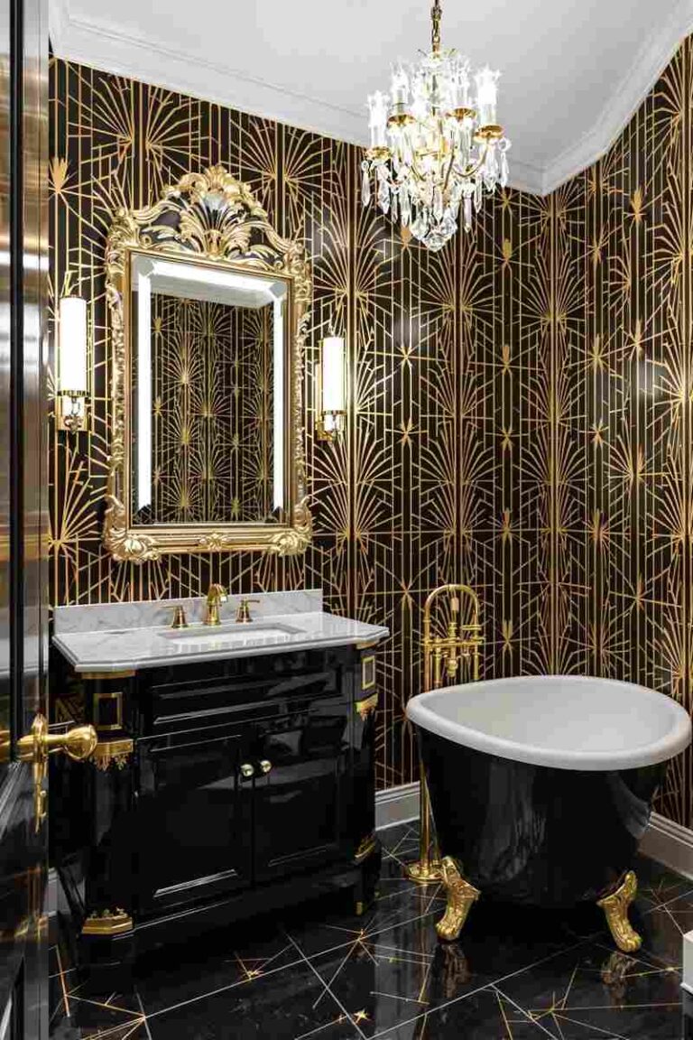 22 Elegant Ideas For Black and Gold Bathroom - Tangy House