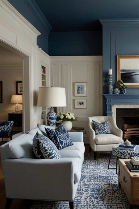 22 Minimal Ideas For Blue And White Living Room - Tangy House