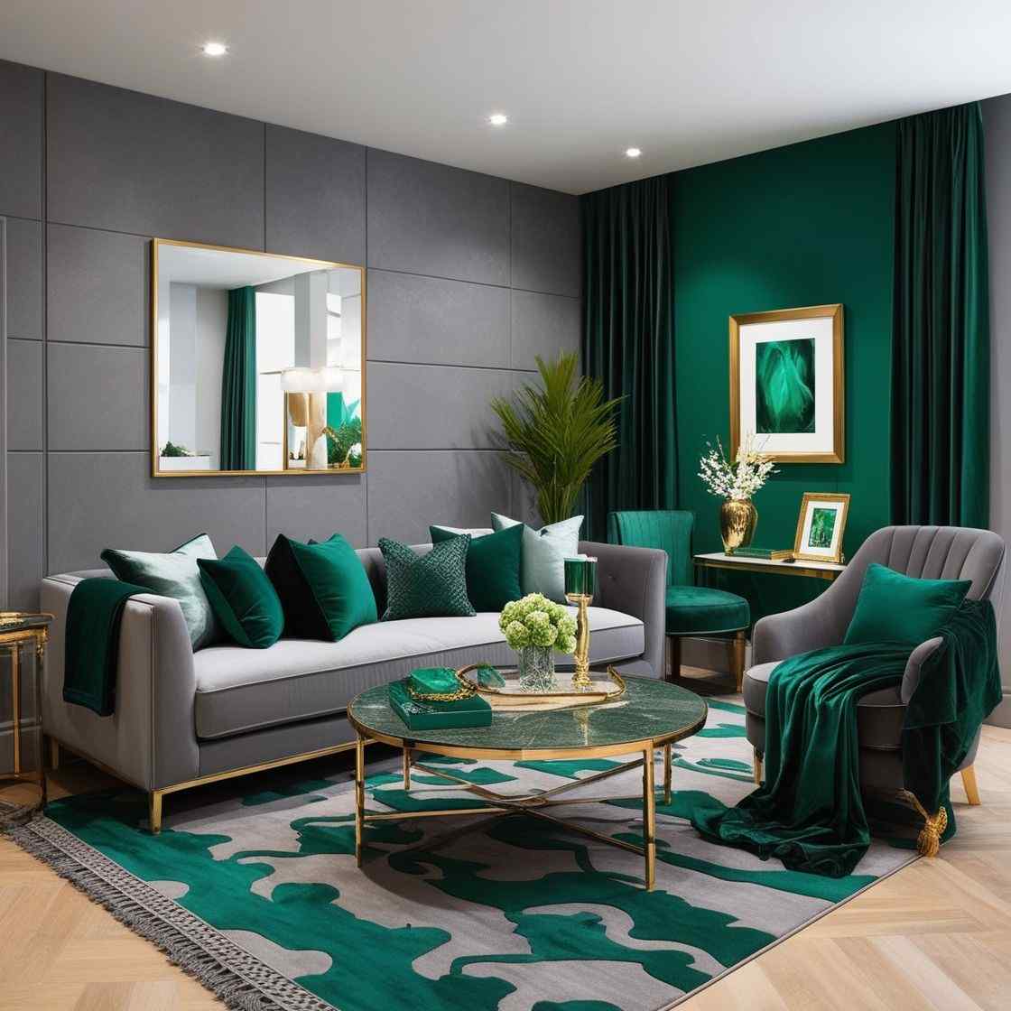 19 Beautiful Gray and Green Living Room Ideas - Tangy House